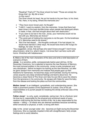 Book report "THE GIVER" | DOCX | Celebrity Families | Pop Culture