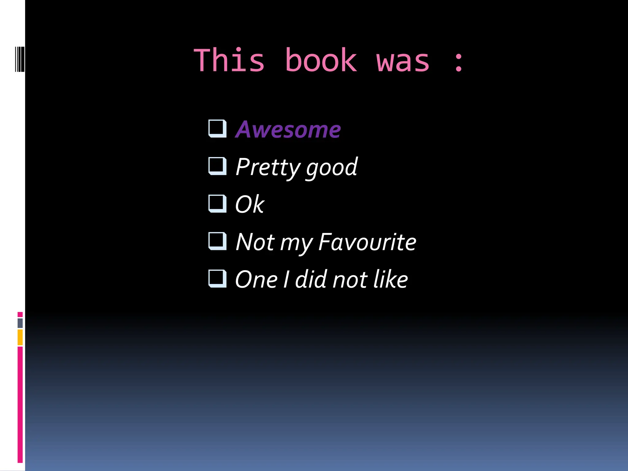 Sample Slide of Students Book review Activity | PPTX