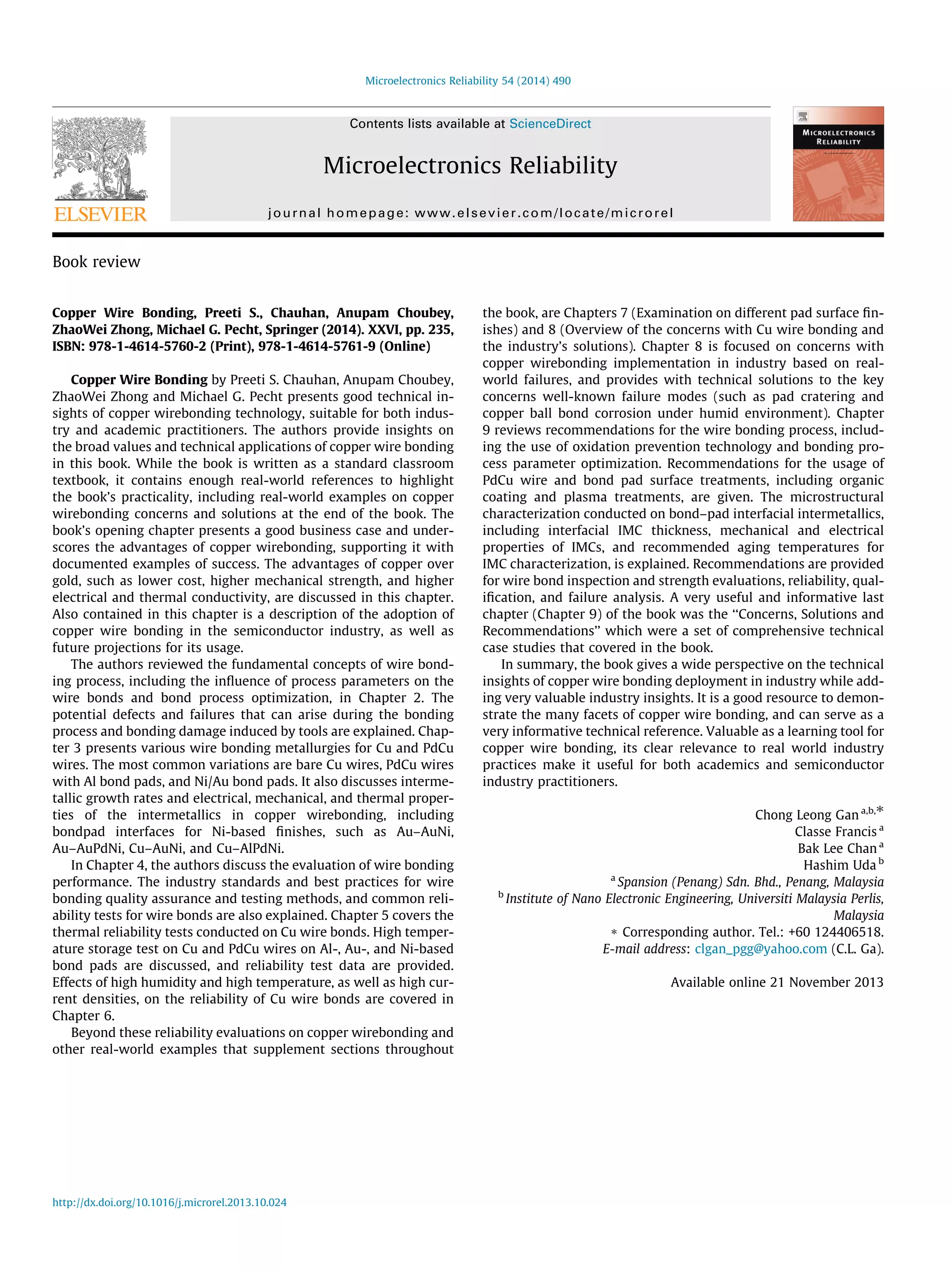 Book review copper wire bonding | PDF