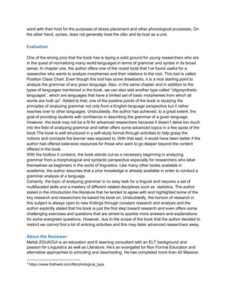 Book review of analyzing grammar an introduction | PDF