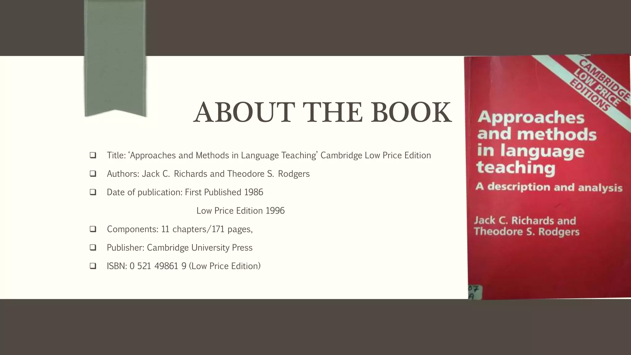 Book review on approaches and methods in language teaching | PPTX