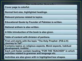 Book review on english grade 5th textbook | PPTX