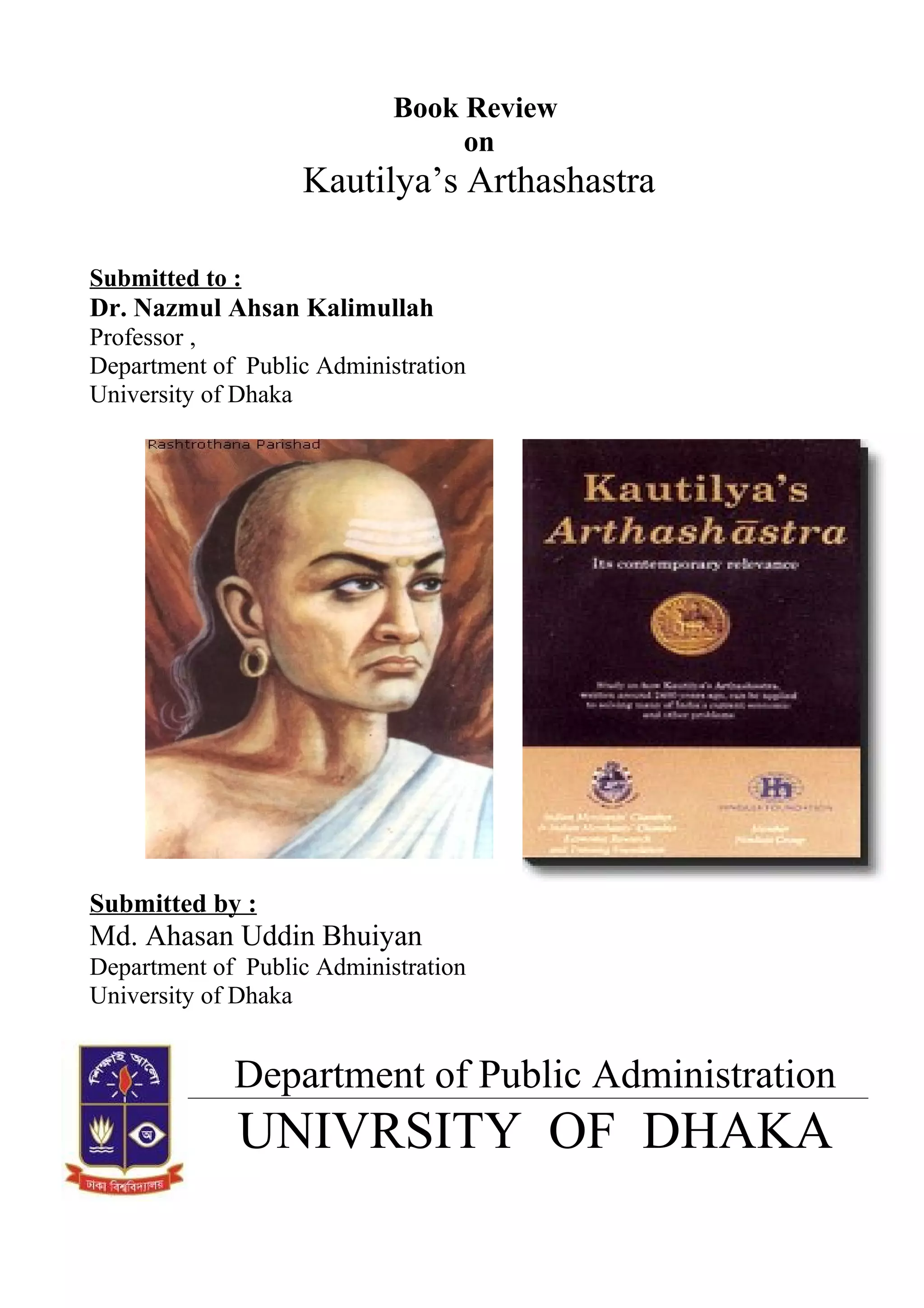 Book review on kautilya’s arthashastra | DOC