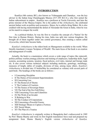 Book review on kautilya’s arthashastra | DOC