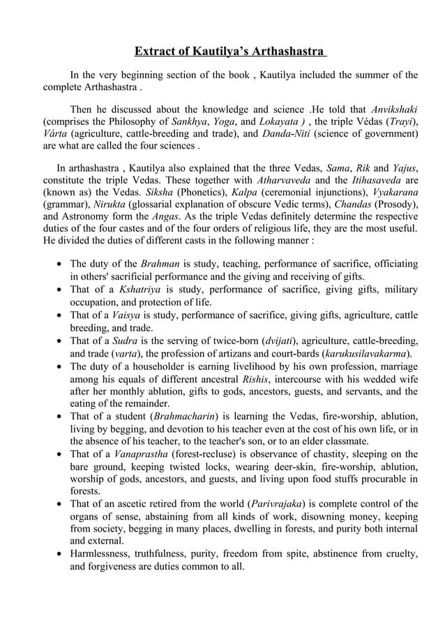 Book review on kautilya’s arthashastra | DOC