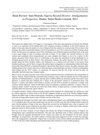 Book Review: Sam Momah, Nigeria Beyond Divorce: Amalgamation in ...