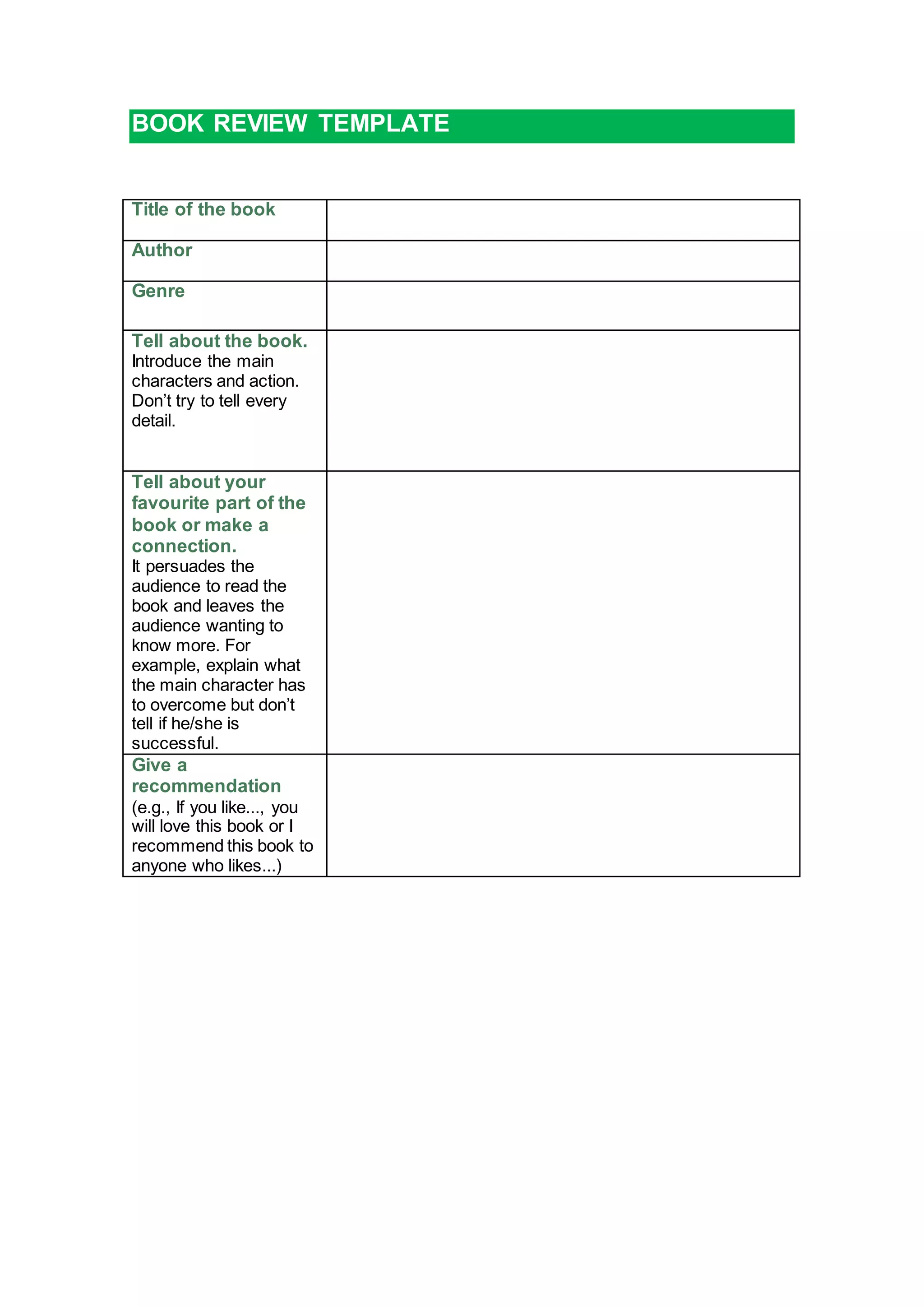 Book review template | PDF