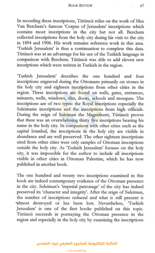 Book Review: Turkish Jerusalem (1516-191 7): Ottoman Inscriptions from ...
