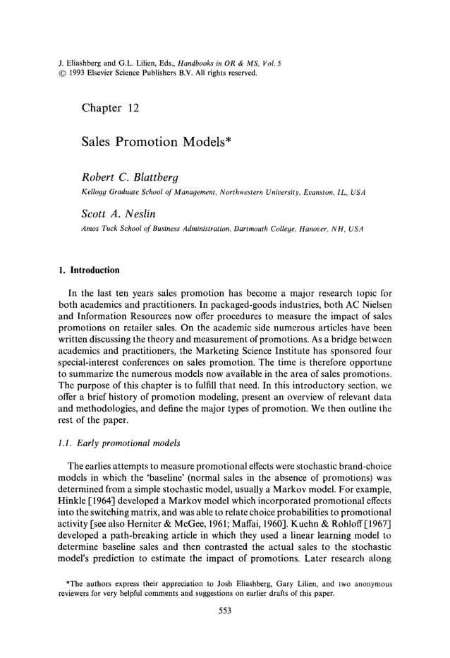Book robert c blattberg sales promotion models | PDF
