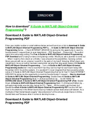 ( Books ) A Guide to MATLAB Object-Oriented Programming