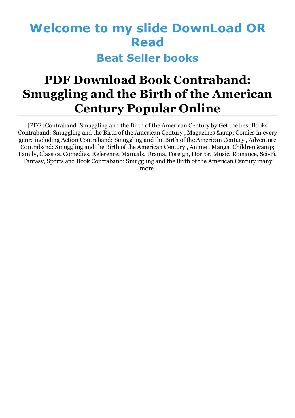 ( Books ) Contraband: Smuggling and the Birth of the American Century