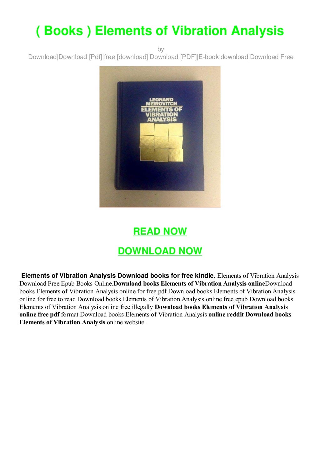 ( Books ) Elements of Vibration Analysis