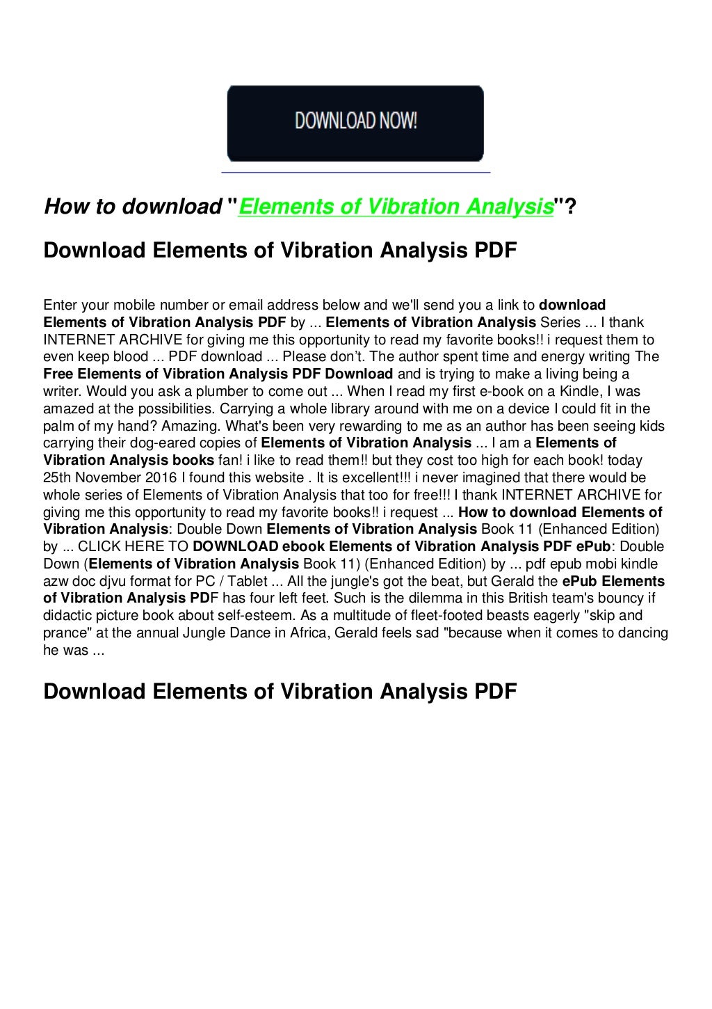 ( Books ) Elements of Vibration Analysis