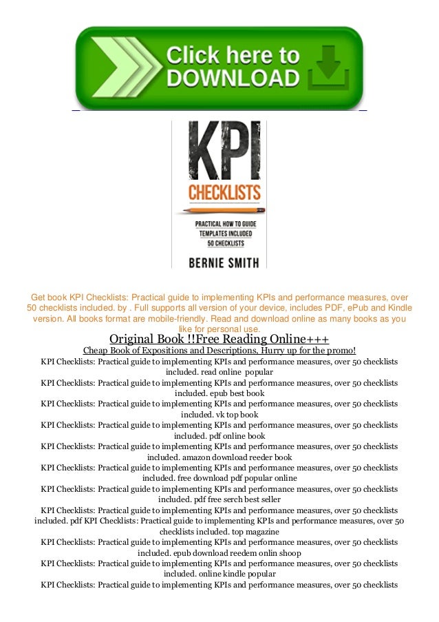 ( Books ) KPI Checklists: Practical guide to implementing KPIs and ...