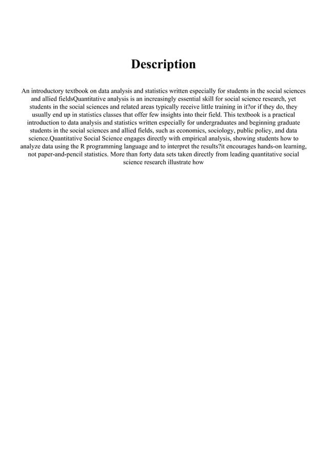 ( Books ) Quantitative Social Science: An Introduction | PDF