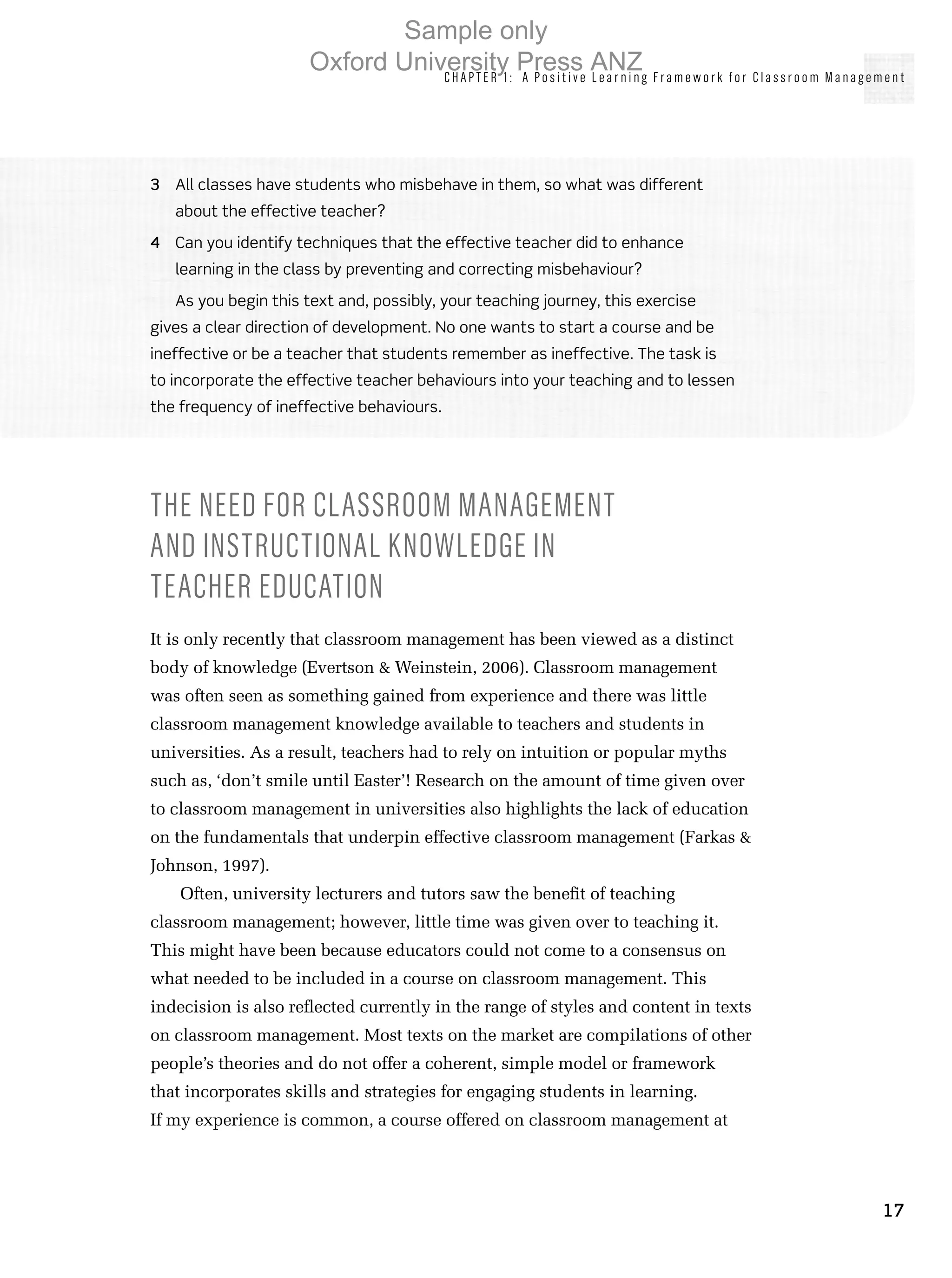 A Positive Learning Framework for Classroom Management | PDF