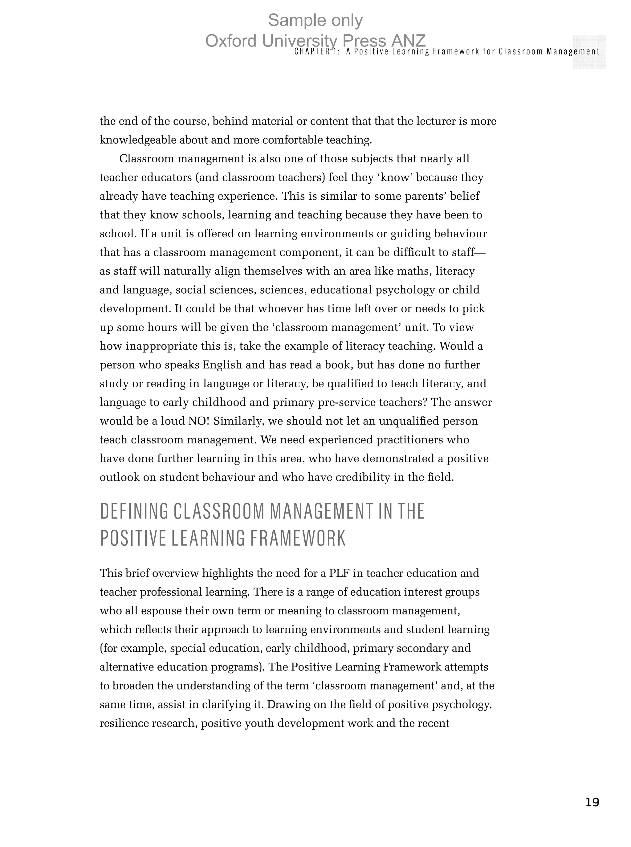 A Positive Learning Framework for Classroom Management | PDF