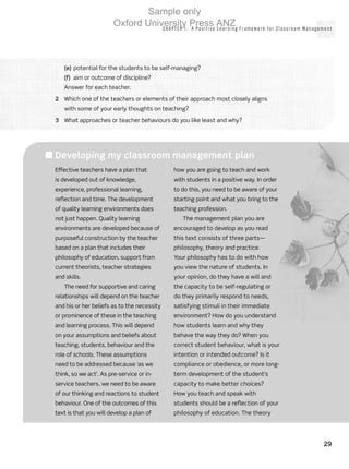 A Positive Learning Framework for Classroom Management | PDF