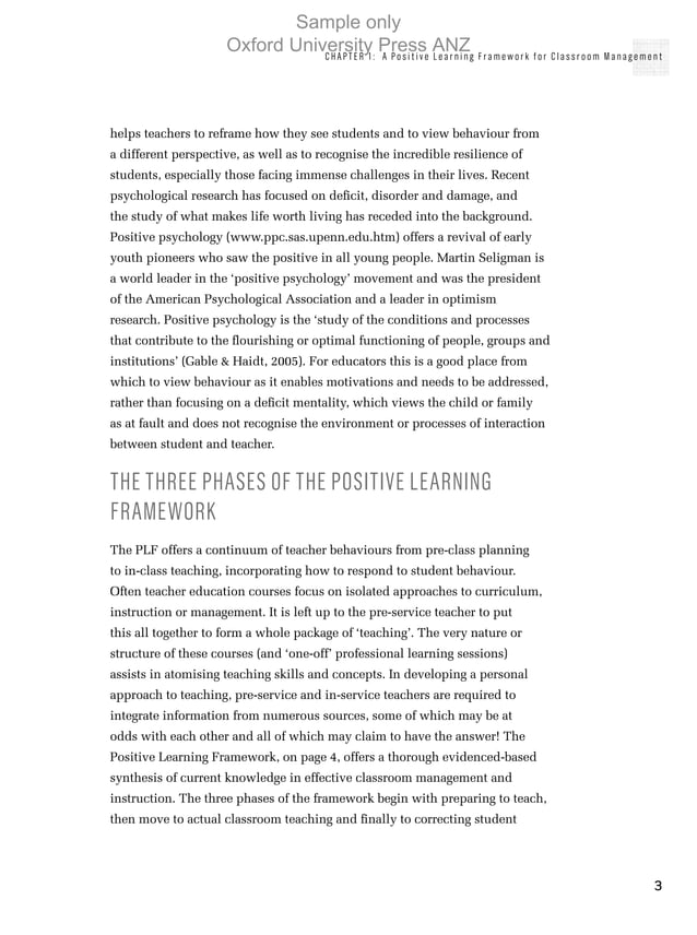 A Positive Learning Framework for Classroom Management | PDF ...