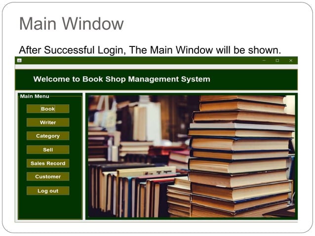 Book Shop Management System | PPTX | Databases | Computer Software and ...
