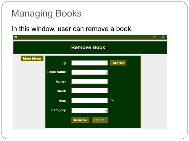 Book Shop Management System | PPTX | Databases | Computer Software and ...
