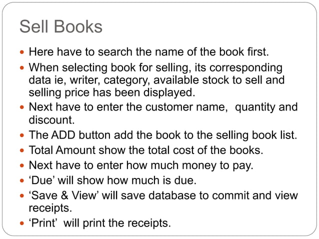 Book Shop Management System | PPTX | Databases | Computer Software and ...