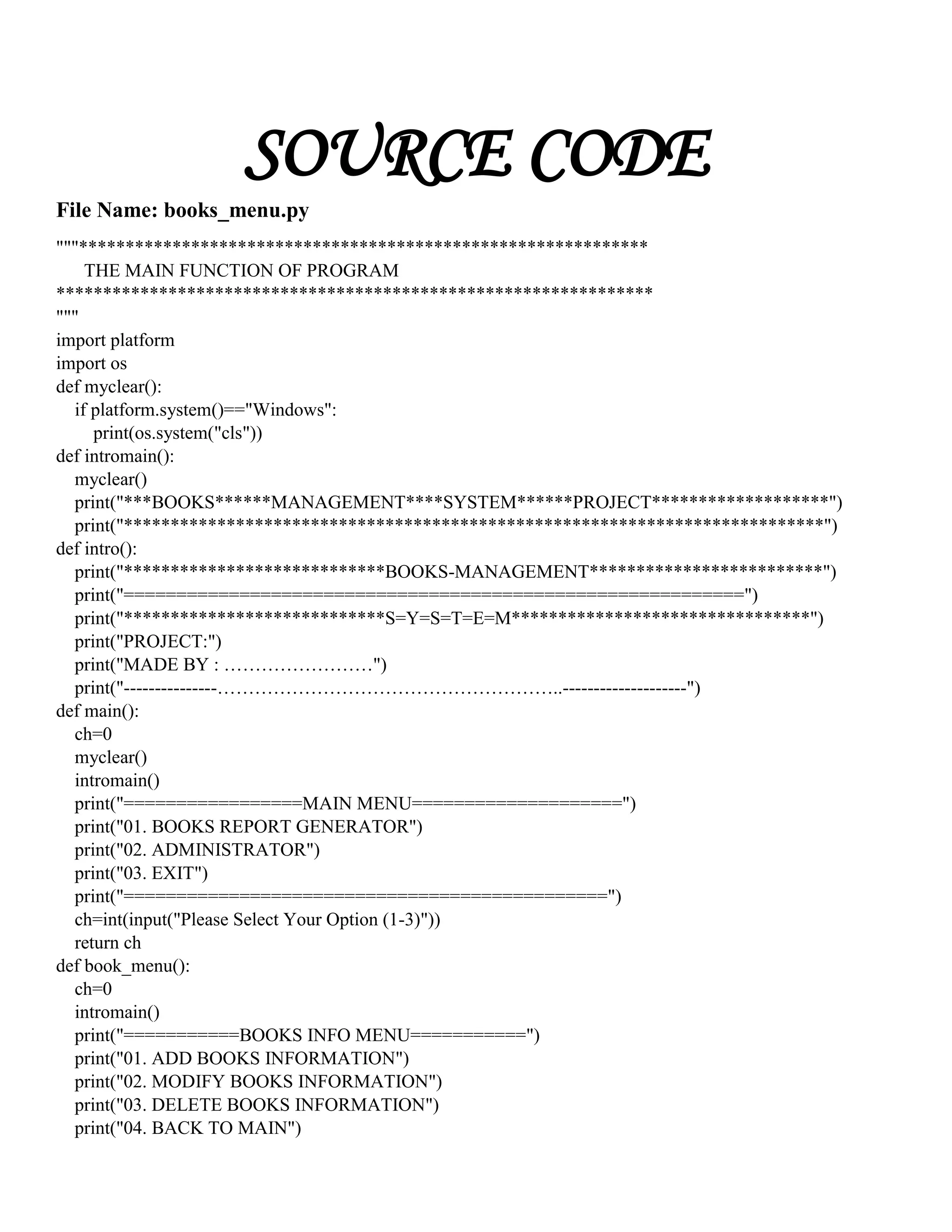 BOOK SHOP SYSTEM Project in Python | PDF | Databases | Computer Software and Applications
