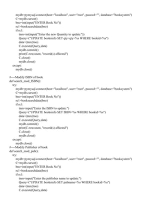 BOOK SHOP SYSTEM Project in Python | PDF