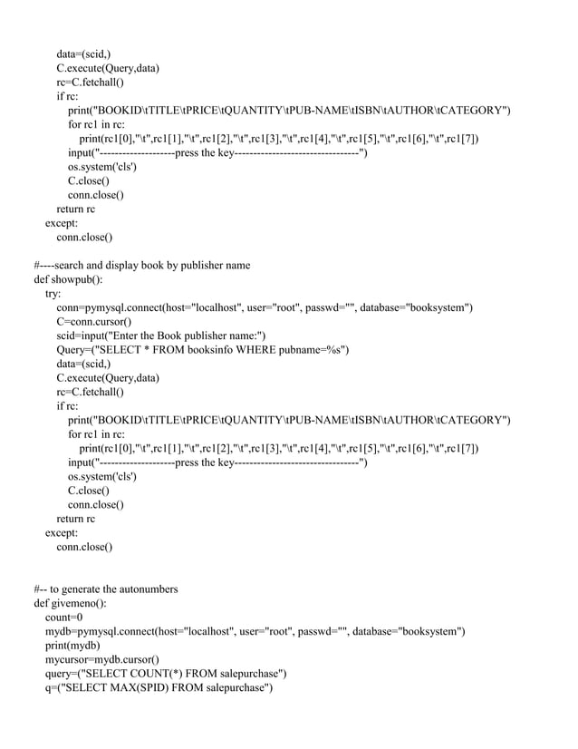 BOOK SHOP SYSTEM Project in Python | PDF | Databases | Computer Software and Applications