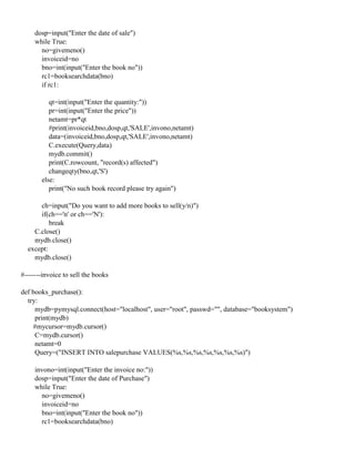 BOOK SHOP SYSTEM Project in Python | PDF
