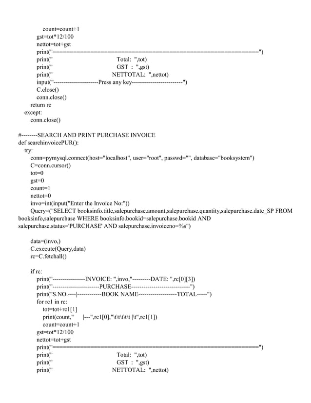 BOOK SHOP SYSTEM Project in Python | PDF | Databases | Computer Software and Applications
