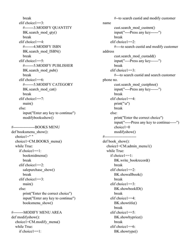 BOOK SHOP SYSTEM Project in Python | PDF | Databases | Computer Software and Applications
