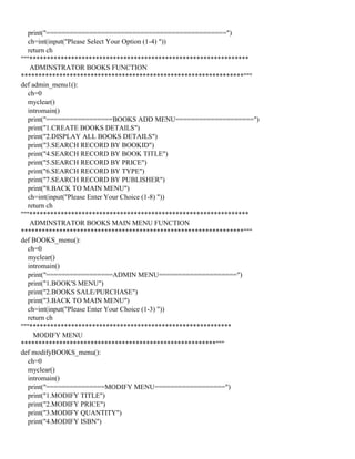 BOOK SHOP SYSTEM Project in Python | PDF | Databases | Computer Software and Applications