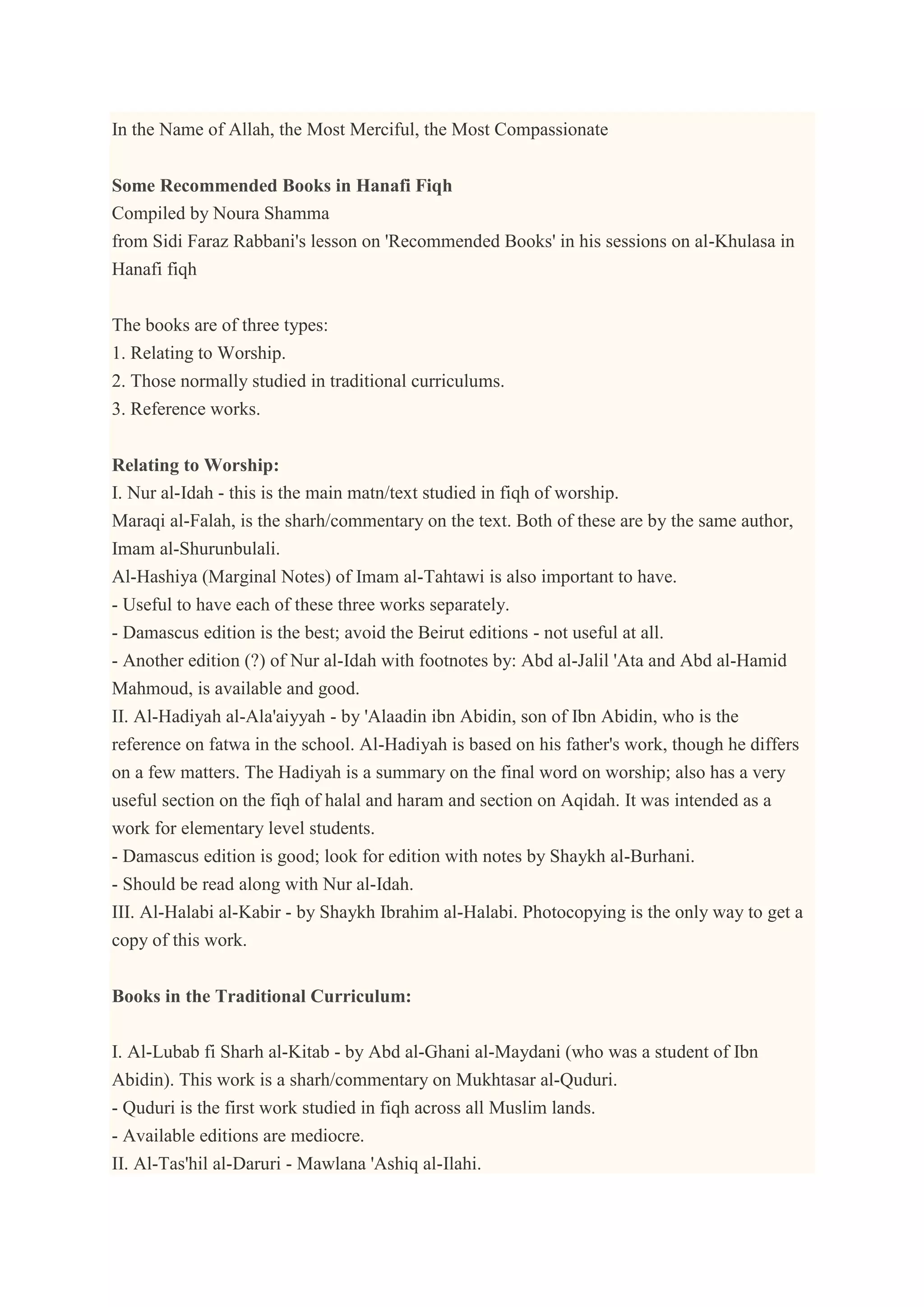 Books of hanafi | DOCX
