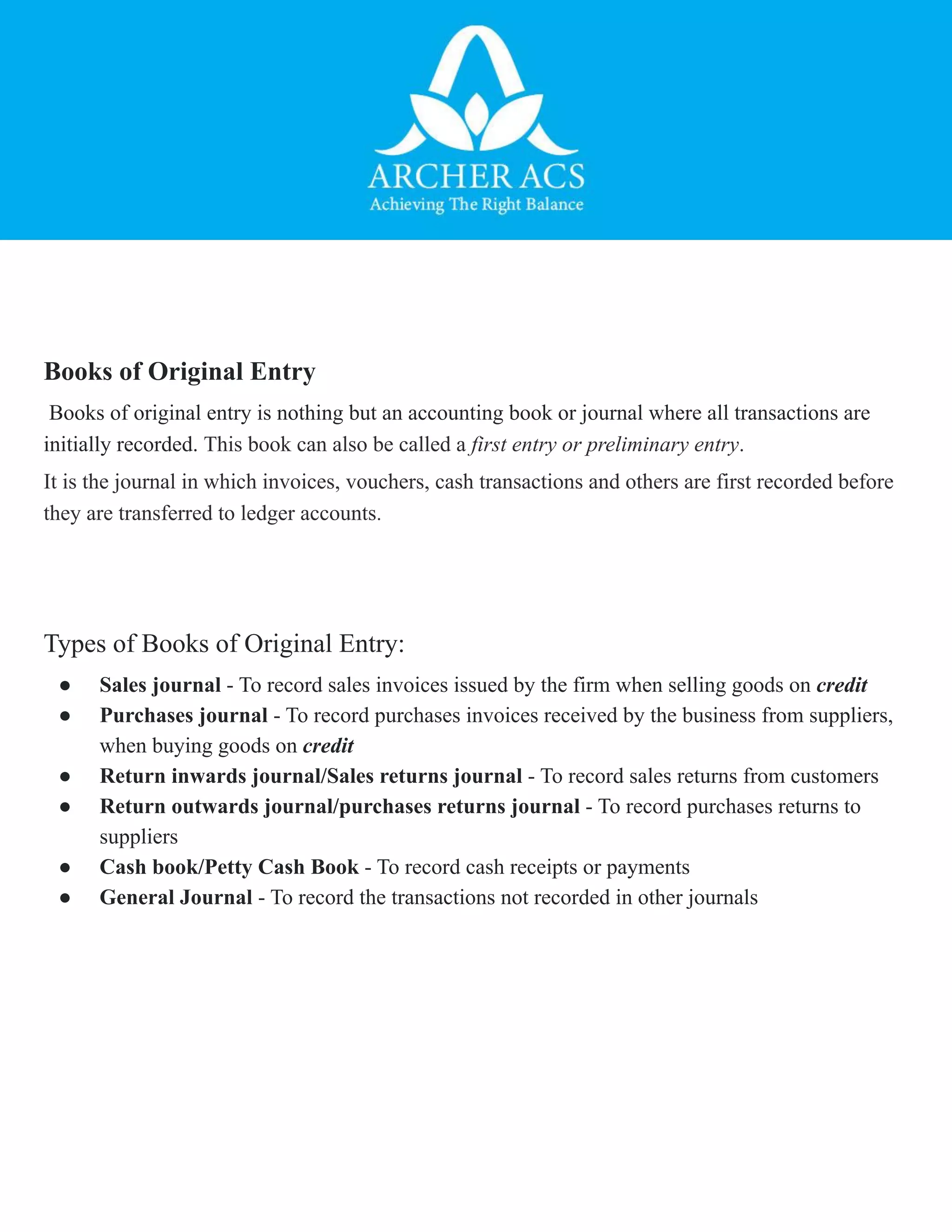 SECTION 3: BOOKS OF ORIGINAL ENTRY | PDF
