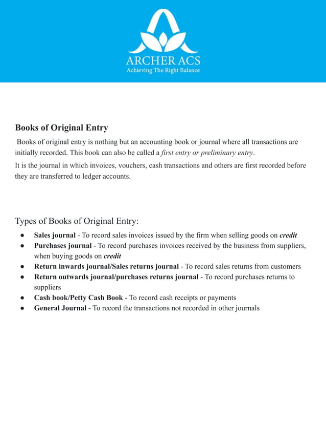 SECTION 3: BOOKS OF ORIGINAL ENTRY | PDF