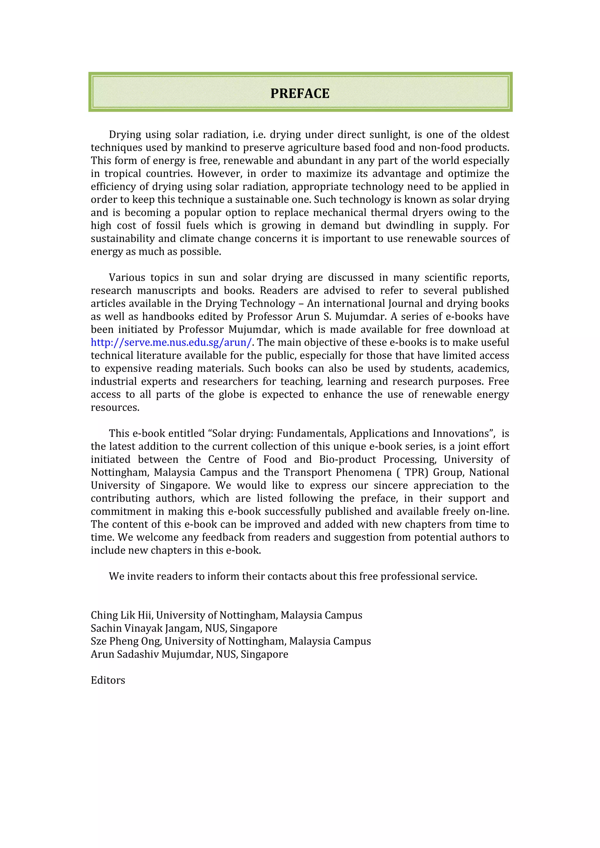 Solar Drying Fundamentals Applications And Innovations. | PDF