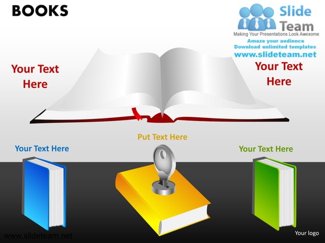 Books powerpoint presentation templates. | PPT
