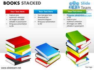 Books stacked powerpoint ppt templates. | PDF | Technology & Computing