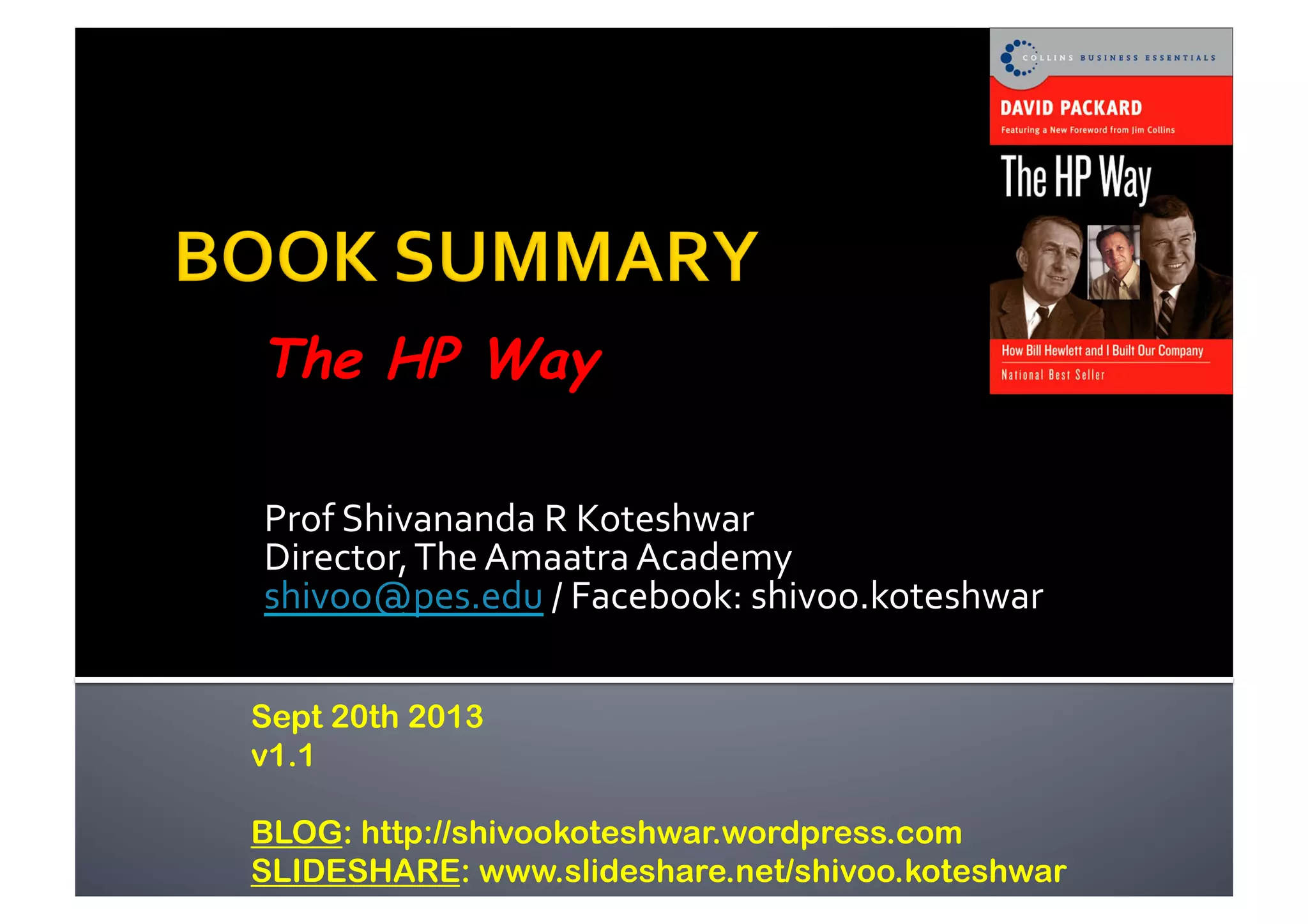 Book Summary -The HP Way | PDF