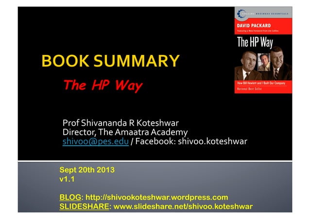 Book Summary -The HP Way | PDF