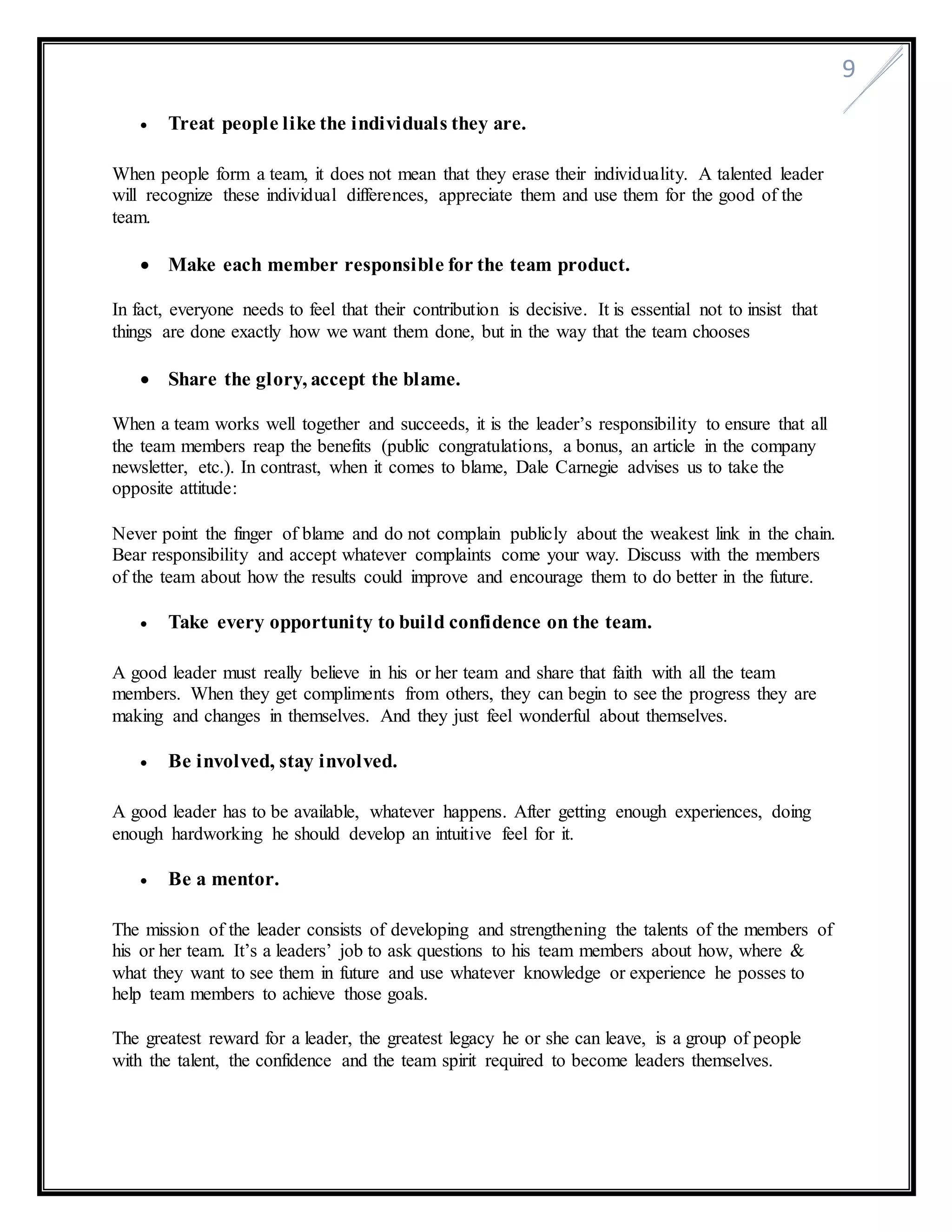 The Leader in You- Dale Carnegie - Book Summary | DOCX