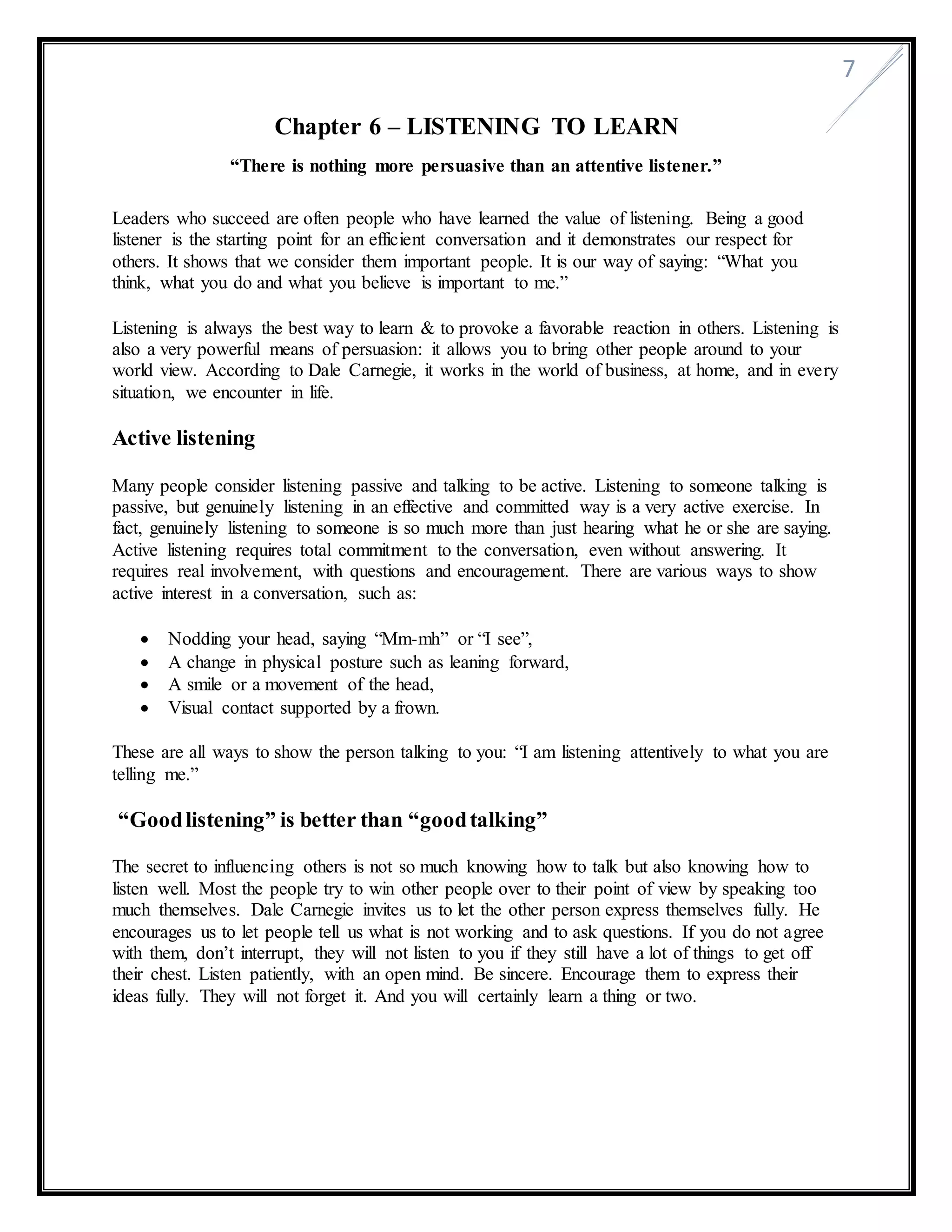 The Leader in You- Dale Carnegie - Book Summary | DOCX