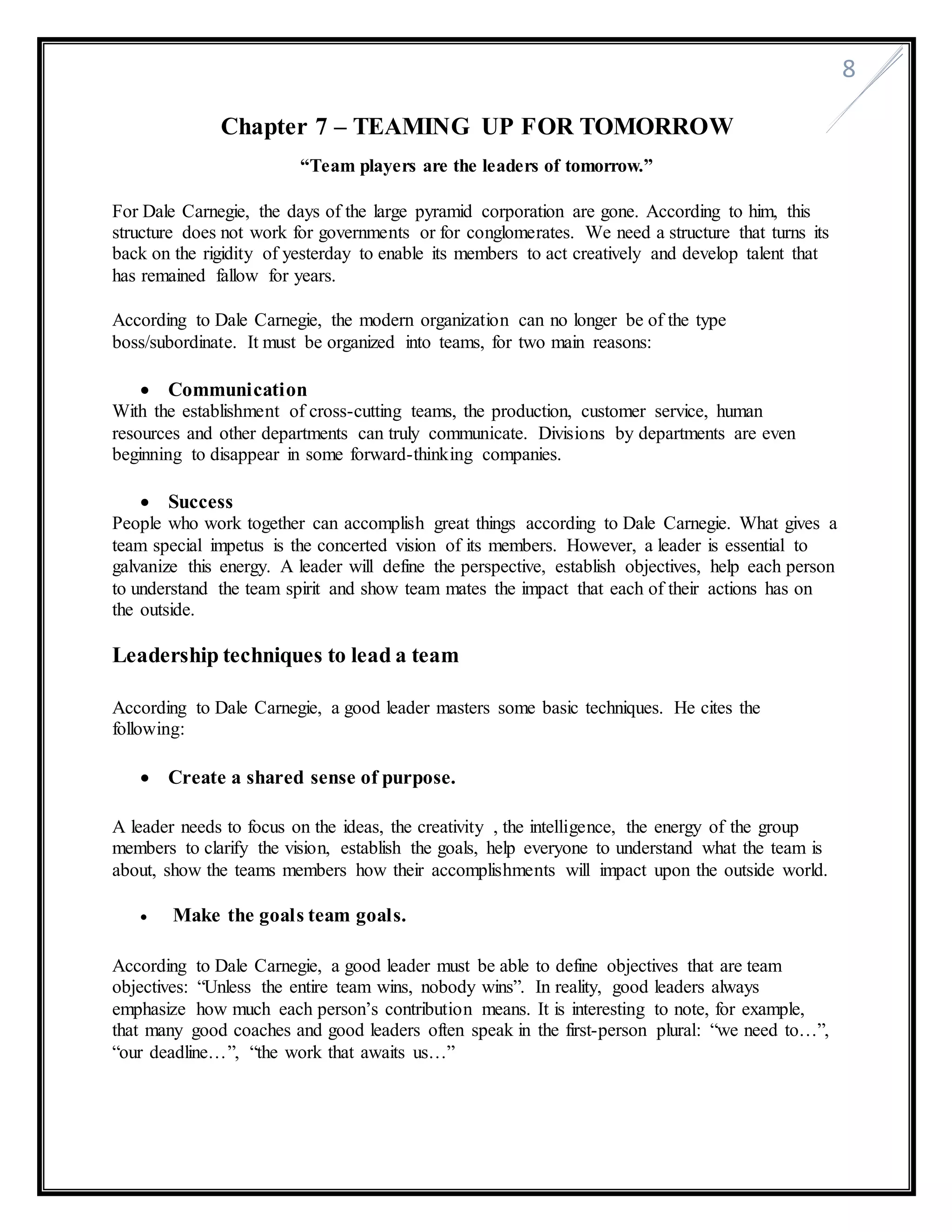 The Leader in You- Dale Carnegie - Book Summary | DOCX