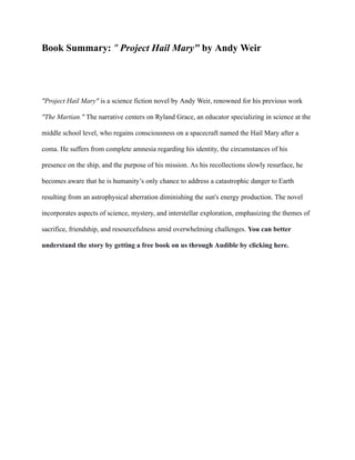 Book Summary_ " Project Hail Mary" by Andy Weir.pdf