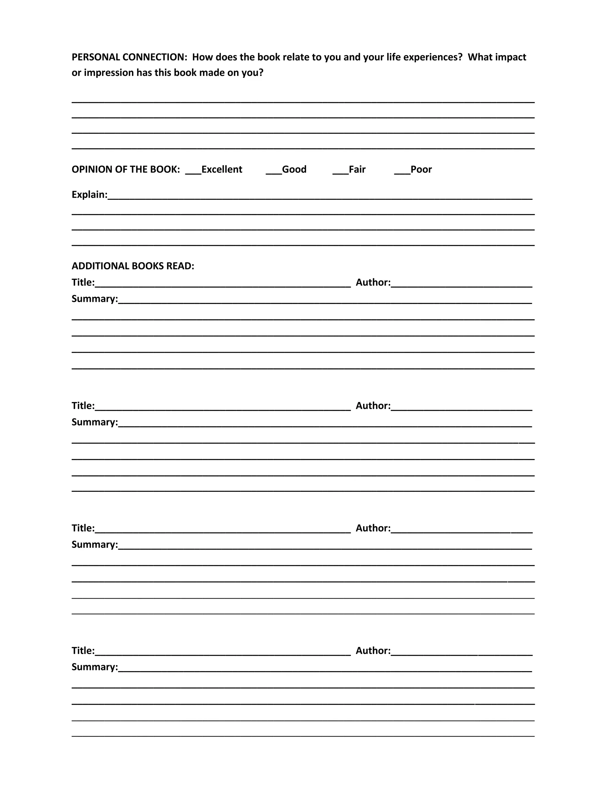 Middle School Book Summary Sheet 2013 | PDF
