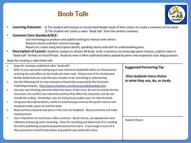 Book talk assignment taskcards | PPT