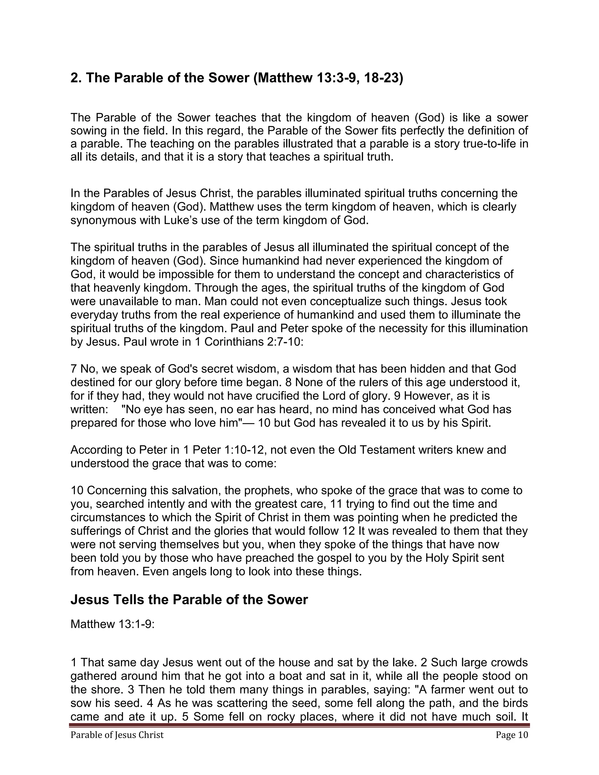 The parables of our Lord Jesus Christ elaborated in depth | PDF