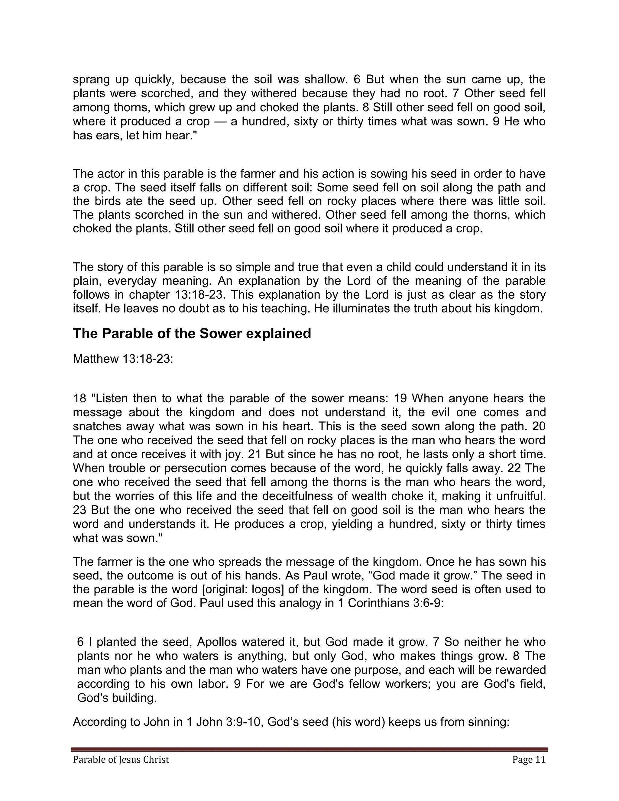 The parables of our Lord Jesus Christ elaborated in depth | PDF