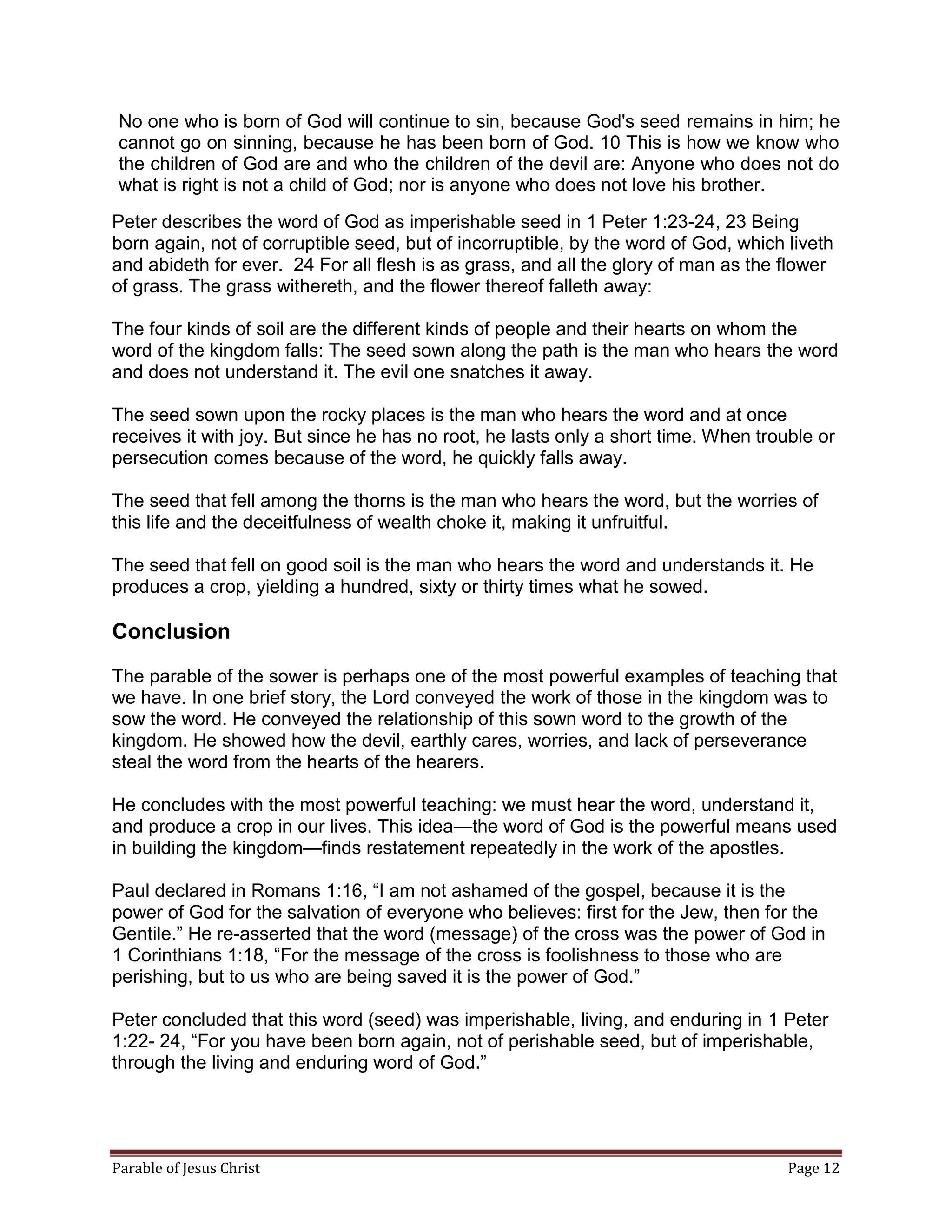 The parables of our Lord Jesus Christ elaborated in depth | PDF